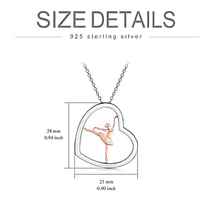 MISTBEE Ballerina Necklace 925 Sterling Silver Heart Necklace Ballerina Dancer Gymnasts Ballet Dance Pendant Necklace Dance Jewelry Gifts for Women Teenage
