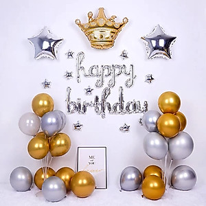 18-inch Happy Birthday Balloons Banner,Lowercase letter aluminum foil balloon set suitable for birthday party decoration by MALEFICIA,Ecofriendly Fun