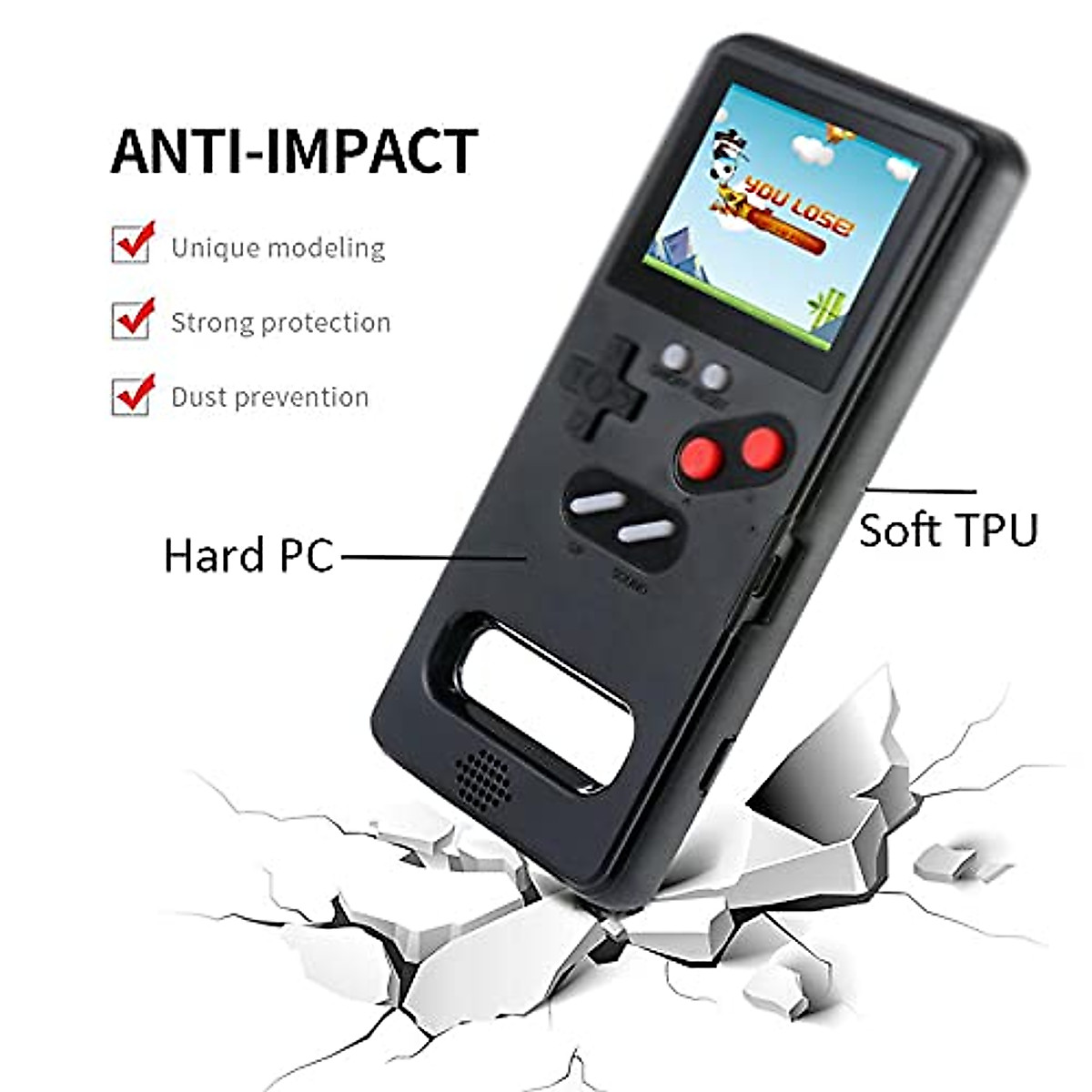 Handheld Game Console Case for Galaxy S21, Samsung S21 Gaming Case with 36 Built-in Games, Color Display Gamboy Case for S21 Red