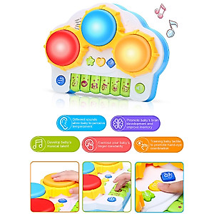 KingsDragon Baby Musical Keyboard Piano Drum Set,Learning Light up Toy, Early Educamional Montessori Toys for Babies Toddler Boys Girls Birthday