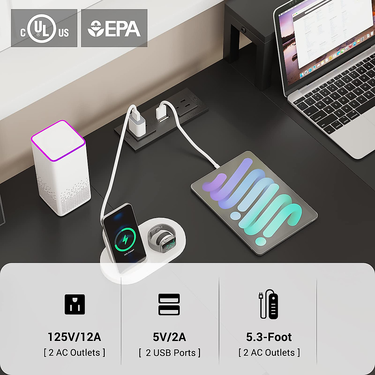 SEDETA 94.5" Office Computer Desk, 2 Person Gaming Desk with Storage, LED Lights, Keyboard Tray, Power Strip with USB & Monitor Stand, Long Two Person Desk for Home Office, Black