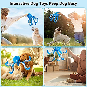 Eneston Large Squeaky Dog Toys Octopus Stuffed Puppy Toys- Tug of War Dog Toys Interactive Plush Dog Chew Toys for Small, Medium and Large Dogs
