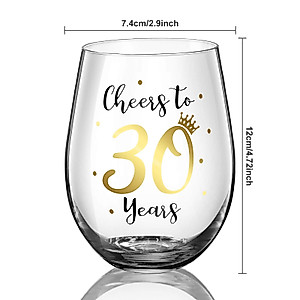 Cheer to 30 Birthday Stemless Wine Glass 30th Birthday Wine Glass Present for Men Women 30th Birthday Party Wedding Anniversary Party Decorations 17 oz