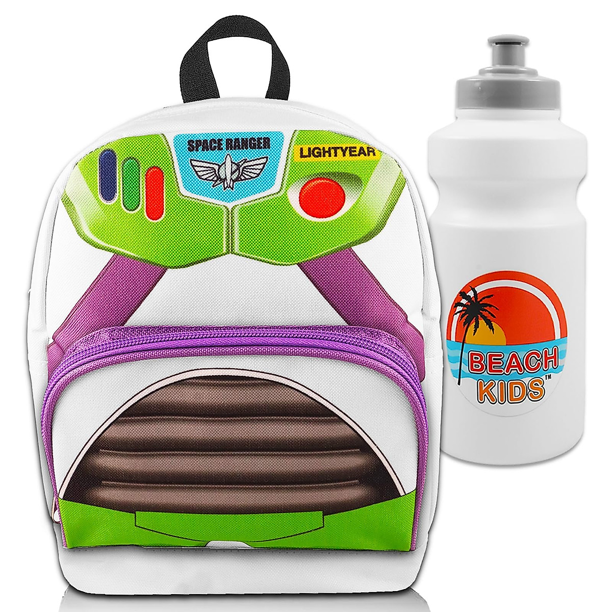 Disney Buzz Lightyear Mini Backpack Set - 10” Canvas Toy Story Backpack with Front Pocket Plus Bottle | Buzz Lightyear Backpack Bundle