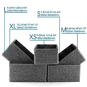 Acrola Premium 5-Pack Woven Paper Rope Storage Baskets, Multi-Size, Stackable, Versatile Organziers, Decorative Bins with Durable Fabric Liner for Home, Office, Nursery, and Bathroom, ST05002 (Grey)