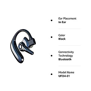 emotal Dual-Mic AI Noise Cancelling Bluetooth Headset for Cell Phones, 10 Days Standby 30Hrs HD Talktime Bluetooth Earpiece IPX6 Waterproof Ultralight for Driving/Truckers/Business,Black