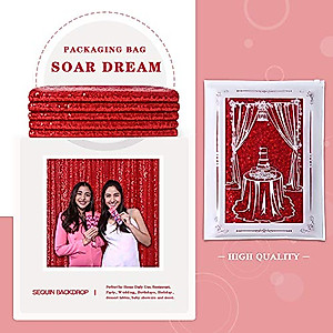 Party Backdrop Curtains 2 Panels 2ftx8ft Red Sequin Backdrop Sparkly Glitter Fabric Backdrop Birthday Wall Decoration