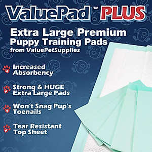 ValuePad Plus Puppy Pads, Extra Large 28x36 Inch, 100 Count - Premium Pee Pads for Dogs, Tear Resistant, Super Absorbent Polymer Gel Core, 5-Layer Design
