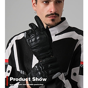 IRON JIA'S Motorcycle Gloves for Men and Women - Motorbike Powersports Racing Gloves with Hard Knuckle Touchscreen for BMX ATV MTB Riding (Black XL)