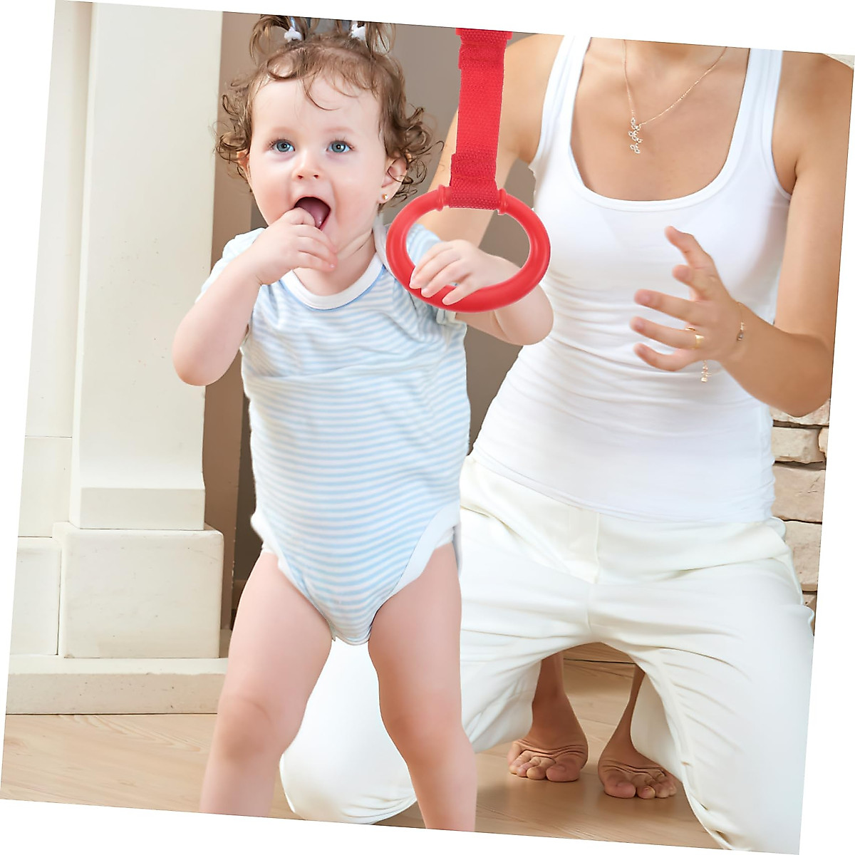 ibasenice 8 Pcs Stand up Ring Walking Assist Tools Xpen Playpen for Babies and Toddlers Arm Strength Ring Pullups Big Playpen Bed Stand up Assistant Baby Crib Diaper Plastic