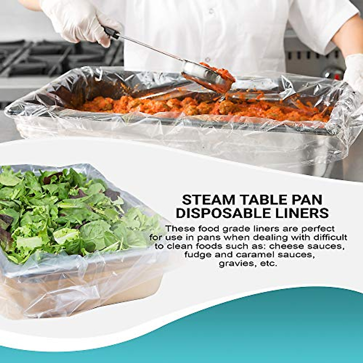 APQ Pack of 500 Steam Table Pan Liners with Twist Tie 24 x 17 for 1/2 Pan. Disposable Polyethylene Pan Liners 24x17. Poly Bun Pan Covers for Caterers, Cafeterias, Restaurants.