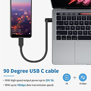 Poyiccot 90 Degree USB C to USB C Cable 1feet, Type C to Type C Fast Charging Cable, Short USB C Cable Up & Down Angled USB 3.1 Type C USB C to C Cable for Laptop & Tablet & Mobile Phone