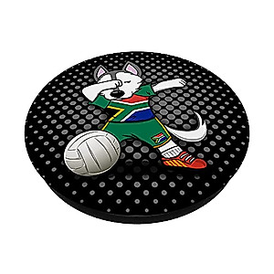 Dabbing Husky Dog South Africa Volleyball Fans Jersey Flag PopSockets PopGrip: Swappable Grip for Phones & Tablets