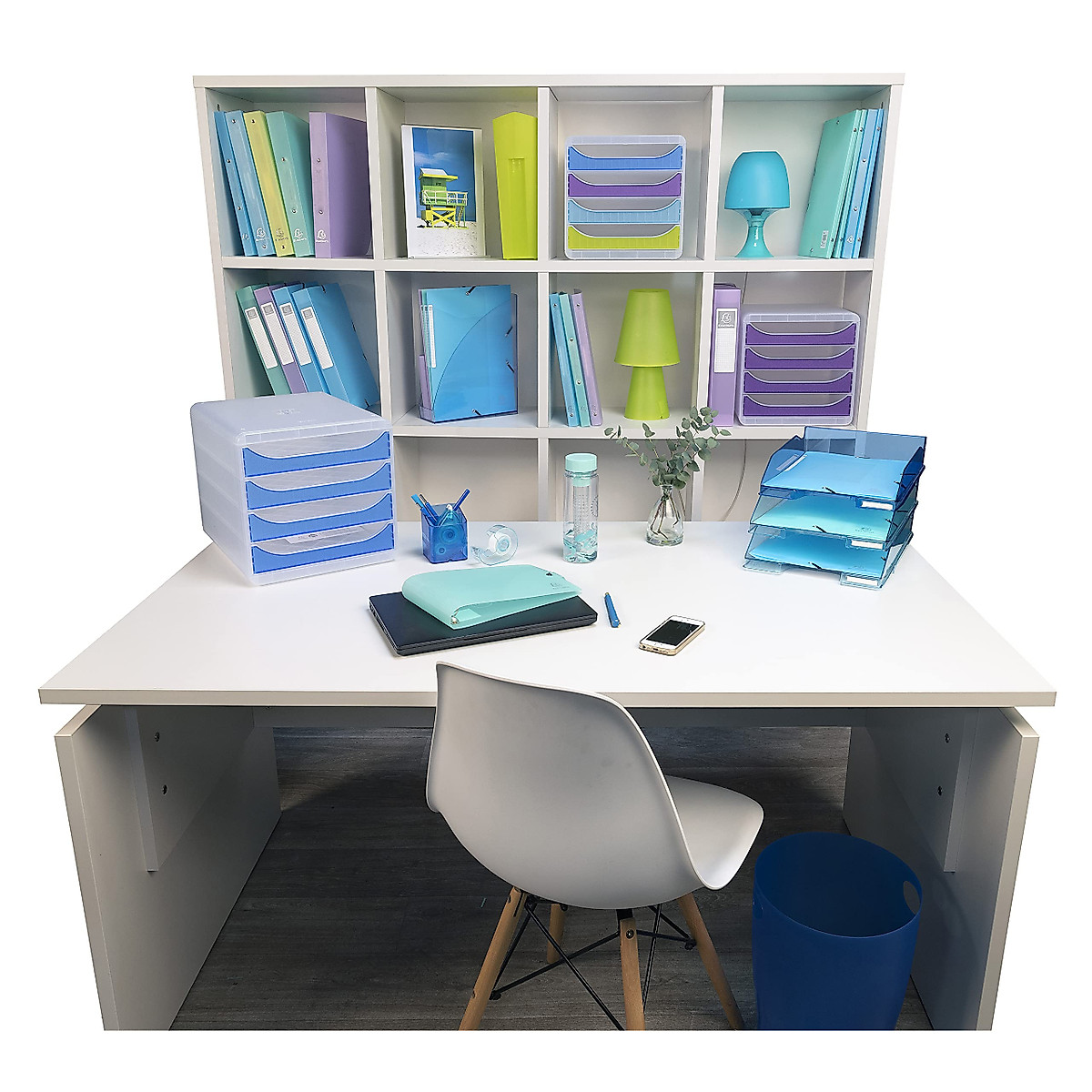 Exacompta 263 x 263 x 335 mm Linicolor Ecobin Waste Paper Bin, Royal Blue Translucent