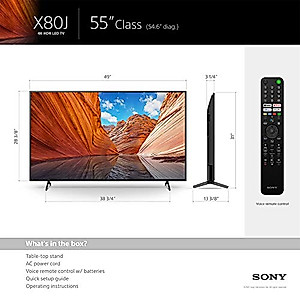 Sony KD55X80J 55" 4K High Dynamic Range Smart TV with a Austere 3S-4KHD2-2.5M III Series 4K HDMI Cable 2.5m Black (2021)(USED)