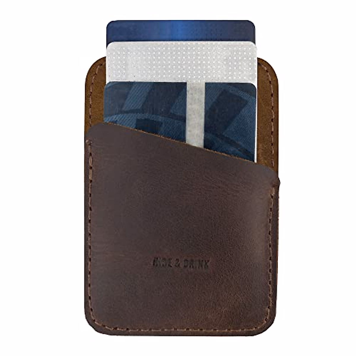 Hide & Drink, Leather Minimalist Card Holder, Holds Up to 4 Cards, Travel Organizer, Accessories, Handmade Includes 101 Year Warranty :: Bourbon Brown