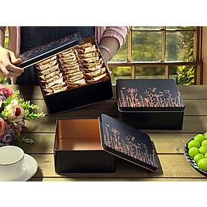 PHILPETY Decorative Storage Box Rural Tin Gift Box Tinplate Candy Cookie Box Square Candy Storage Containers with Lids for Chocolate Candy Tea Coffee Cosmetics Jewelry Photos Gift Case 3Pcs