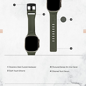 URBAN ARMOR GEAR UAG Compatible with Apple Watch Band 49/45/44/42mm for iWatch Series Ultra 2/9/Ultra/SE2/8/1-7/SE Scout Foliage Green (New Edition) Sweatproof Adjustable Silicone Replacement Strap