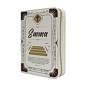 10x7 Inch Personalized Bible Cover – Create Your Own Design, Custom Bible Cover and Carrying Case with Handle – Leatherette Book Covers and Bible Case for Women - White (Design 2)