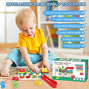 Montessori Toys Magnetic Fishing Toys for Toddler - Kids Wooden Shape Sorting and Stacking Toys - Learning Activities Preschool Educational Montessori Fine Motor Skills Toys Sensory Toys