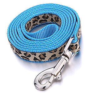 Mile High Life Leopard Dog Harness Collar Leash Set | Adjustable No Pull Dog Halter Harness for Small Breed Dogs | Easy Control for Training Walking | Blue, Medium