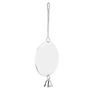 Bird Cage Toy Bird Mirror, Stainless Steel Bird Mirror Toy with Bell Swing Hanging Ringer for Parakeet Cockatiel Conure Budgie Lovebird Cockatoo Canary Finch Cage Accessories