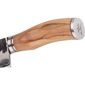 Wakoli Damascus Nakiri knife 6.9-inch blade extremely sharp from 67 layers genuine Japanese Damascus steel with a black hammer and olive wood handle, Olive HS Series