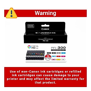 Canon PFI-300 Lucia PRO Ink, 10 Ink Tanks, Compatible to imagePROGRAF PRO-300 Printer, Multi, Standard (4192C007)