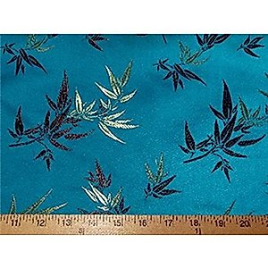 Chinese Faux Silk Bamboo Brocade Satin Fabric Sold by The Yard (Turquoise)