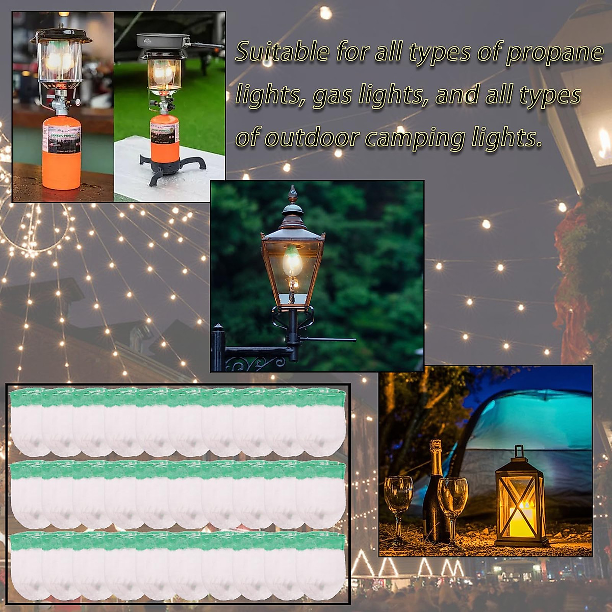 30 Pieces Propane Lanterns Mantles, Gas Lamp Mantles Gas Lantern Mantles Propane Lantern Mantles U Shape Mantles for Gas Lantern Covers Mantles for Outdoor Camping Hiking Kerosene Light Natural