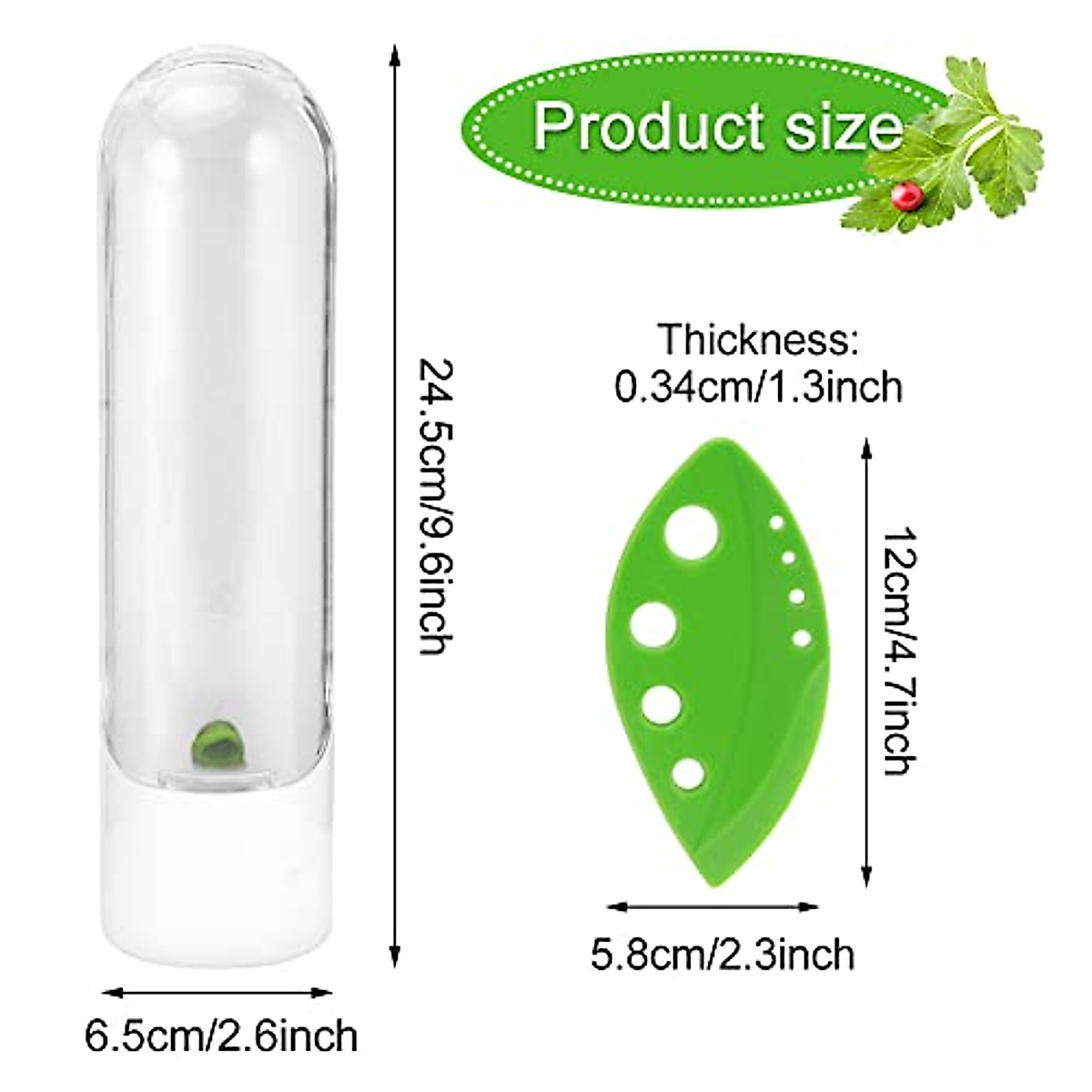 2Set Fresh Herb Keeper,Herb Saver for Refrigerator Herb Saver Pod, Vegetables Leaf Separator,Herb Storage Container for Cilantro, Mint, Asparagus Keeps Greens Fresh 3 Weeks(As Shown,size:9.6x2.6inch)