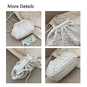 HANDAFA Ladies Satchel Purse Hand-woven Shoulder Bag For Women Weave Dumpling Bag(Yellow)