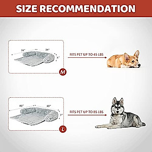 JMHUND Calming Dog Bed,Pet Couch Protector with Soft Neck Bolster,Plush Dog Sofa Mat for Furniture Protector with Removable Washable Cover