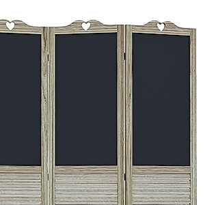 HOMCOM 4-Panel Folding Room Divider with Blackboard, 5.5 Ft Tall Freestanding Privacy Screen Panels for Bedroom or Office, White