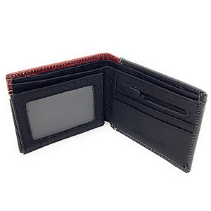 Western Genuine Leather Floral Tooled Texas Star Concho Mens Short Bifold Wallet in 2 colors (Black)