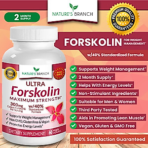 Premium 100% Ultra Pure Forskolin for Weight Loss Max Strength w/ 40% Standardized Coleus Forskohlii Root Extract Powder Belly Buster Supplement - Extreme Keto Advanced Boost Complex - 60 Diet Pills