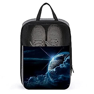 Frcavbin Galaxy Earth Planet Travel Shoe Bag Shoes Carrier with Handle and Zipper Foldable Shoe Puches Organizer for Home storage School starts