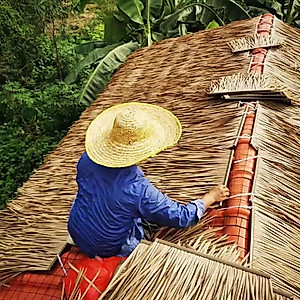 DIOB Palm Thatch Boat Blinds Grass Fireproof Straw Thatched Tiki Hut Grass Roof Umbrella Cover Mini Bar Roof and Patio Sunshade (Size : 0.5x0.5m)