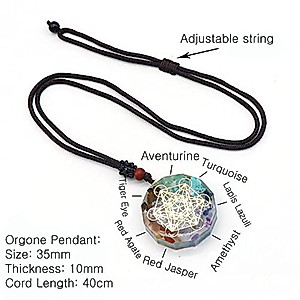 HXSCOO 7 Chakra Stones Healing Crystals Metatron Cube Resin Pendant Spiritual Enhance Set Gift Box (Color : with Gift Box)