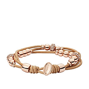 Fossil Women's Leather Bracelet, Color: Rose Gold/Tan (Model: JA6539791)