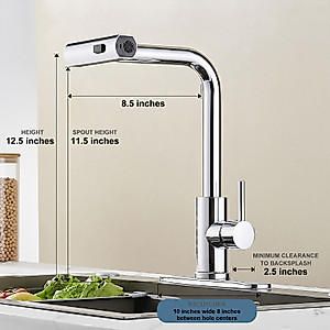 AVSIILE Kitchen Faucet with Pull Down Sprayer, Chrome Waterfall Touch Single Hole Stainless Steel Kitchen Sink Faucets, Commercial Modern Single Handle Faucets for Kitchen Sinks with Pull-down Sprayer