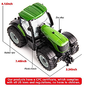 TGRCM-CZ 1:30 V-TRONIC 8250 Farm Tractor, Sound Toy Truck Tractor with Detachable Roof and Openable Engine Cover, Glide Forward Tractor Toys for Kids Boys Girls Outdoor Games, Green