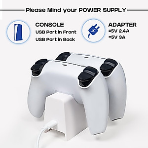 PS5 Controller Charging Station, PS5 Accessories DualSense Charger for Dual Controller, Easy Clip and Charge Design PS5 Controller Charger