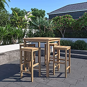 Amazonia Teak Natural New York Patio Barstool, Brown