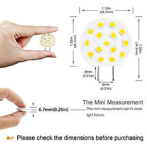 G8 LED Bulb Dimmable 3W Mini Thin Puck Light Bulbs Equivalent to 20W-25W T4 G8 Bi-Pin Base Halogen Bulb, 120V Warm White 3000K G8 Bulb for Under Counter Kitchen Lighting, Under Cabinet Light (8 Pack)