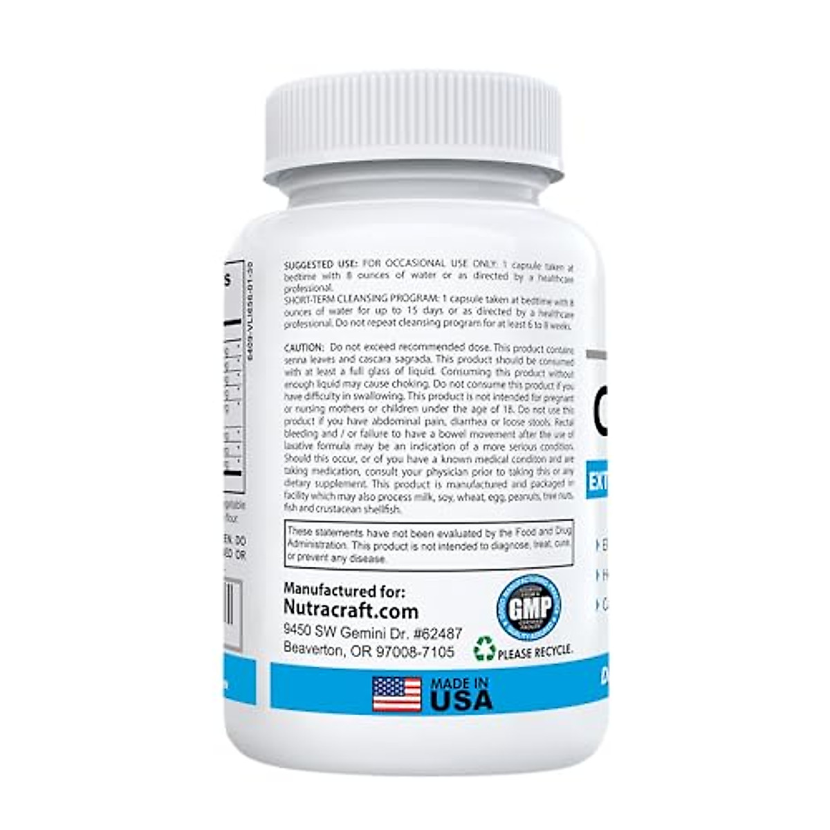 Nutracraft ColonClean #1 Colon Detox and Constipation Relief | Senna, Cascara Sagrada, Psyllium, MCT, Aloe and Probiotics | 30 Capsules