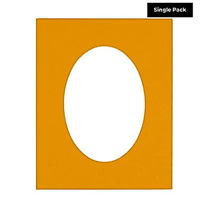 11.7x16.5 Mat Bevel Cut for 11x13.5 Photos - Precut Golden Orange Oval Shaped Photo Mat Board Opening - Acid Free Matte to Protect Your Pictures - Bevel Cut for Family Photos, Pack of 1 Matboard Show