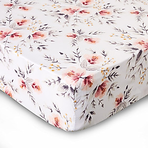 Levtex Baby - Adeline Toddler Bed Set - Blush, Pink, Grey and White - Classic Floral - 5 Piece Set Includes Reversible Quilt, Fitted Sheet, Flat Sheet, Pillow Case, Decorative Pilow