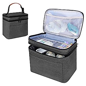 Hamtery Portable Bottle Warmer Bag with Ice Pack, Compatible with Philips Avent/Dr Brown Bottle Warmer for Breastmilk, Small Cooler Bag Holds 4 Bottles Up to 9 Ounce
