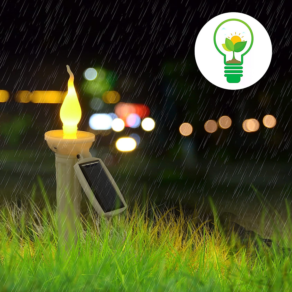 Solar Window Candles with Candlesticks Holders, PChero 6 Packs Waterproof Rechargeable LED Taper Candles with Dusk to Dawn Light Sensor for Outdoor Garden Patio Table Windowsill Decor